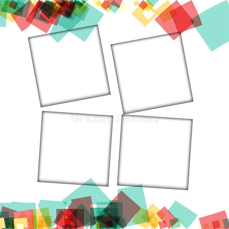 Colorful Photo Frames, Vector Illustrations. Square Borders with ...