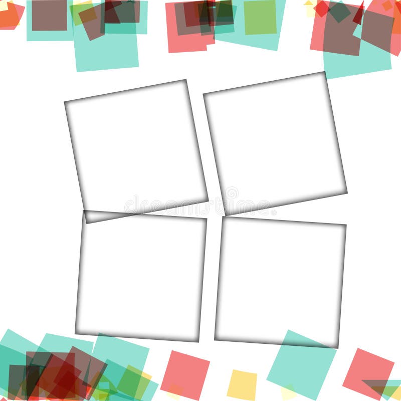 Colorful Photo Frames, Vector Illustrations. Square Borders with ...