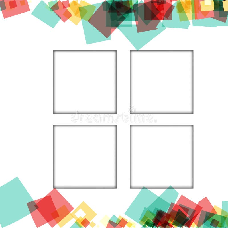Colorful Photo Frames, Vector Illustrations. Square Borders with ...