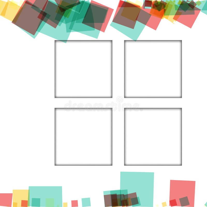 Colorful Photo Frames, Vector Illustrations. Square Borders with ...