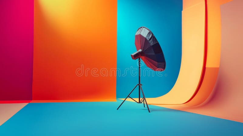 Colorful Photography Studio Setup with Vibrant Backgrounds Stock Image ...
