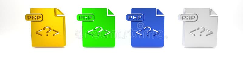 Colorful PHP File Document. Download Php Button Icon Isolated on White Background. PHP File ...