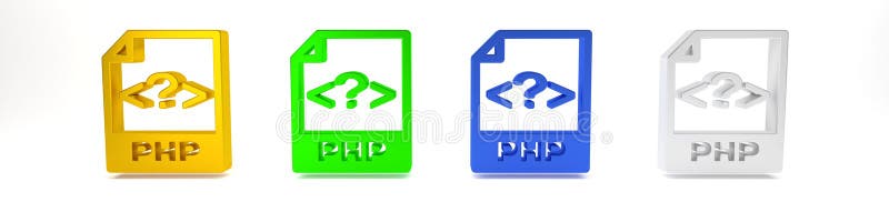 Colorful PHP File Document. Download Php Button Icon Isolated on White Background. PHP File ...