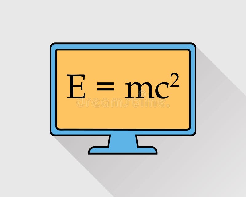 Physics Icon. E=mc Square Equation on Computer Screen Stock Vector ...