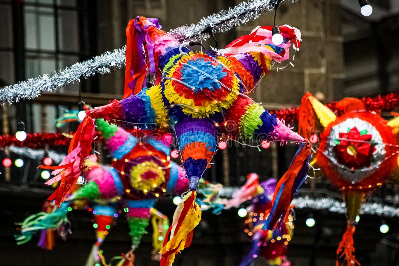 Colorful Piñatas of Different Shapes and Sizes Stock Image - Image of ...