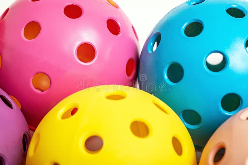 Colorful Pickleballs. stock photo. Image of paddle, sport - 319454652