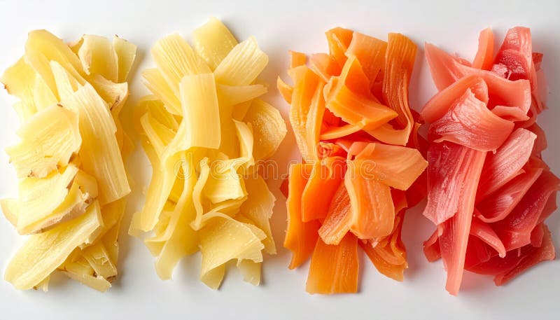 Colorful Pickled Ginger Variations on White Background Stock ...