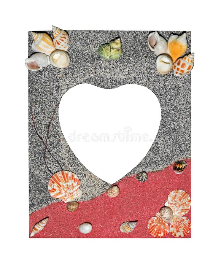 Colorful Picture Frame Heart Shape Space with Shell on Edging Stock ...