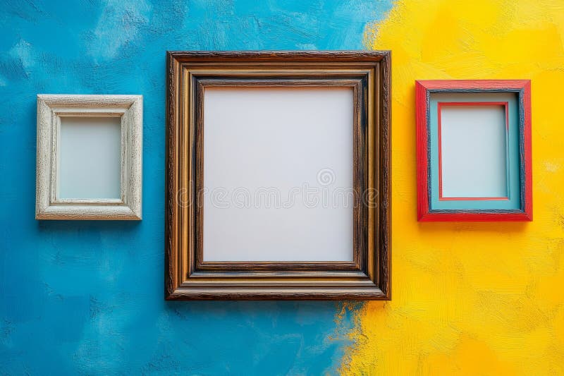 Colorful Picture Frames on a Textured Wall Stock Illustration ...