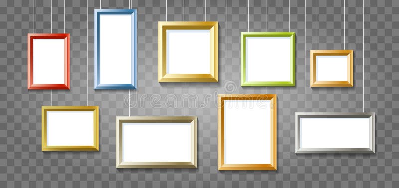 Colorful Picture Frames on Transparent Background Stock Vector ...