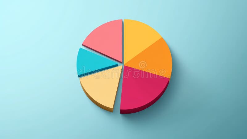 Colorful Pie Chart on a Blue Background, Representing Data Distribution ...