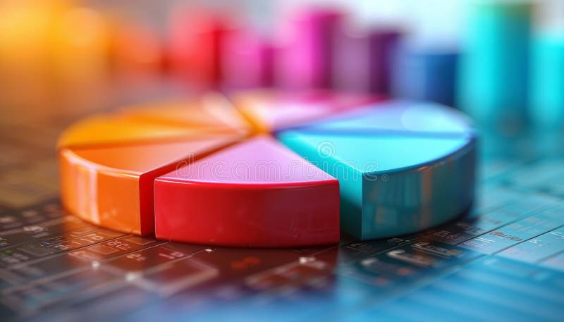 A Colorful Pie Chart is Cut into Pieces and Placed on a Black ...