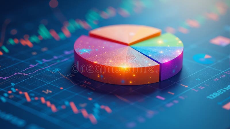 Colorful Pie Chart on a Digital Background with Data Patterns and ...