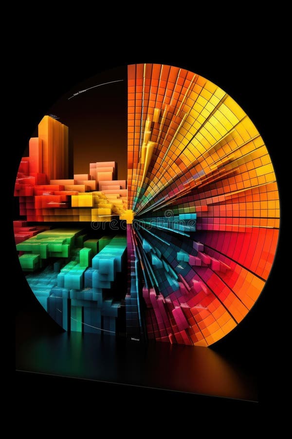 Colorful Pie Chart on a Digital Screen Stock Illustration ...