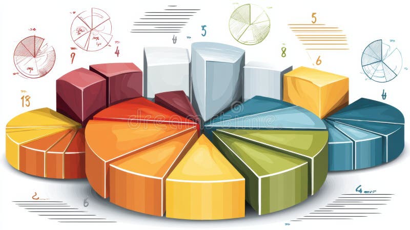 Colorful Pie Chart Displaying Data Analysis Text Placeholders White ...
