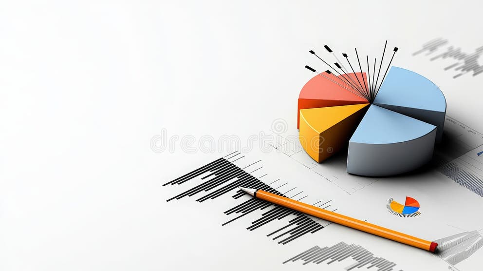 Colorful Pie Chart on Financial Report Stock Illustration ...