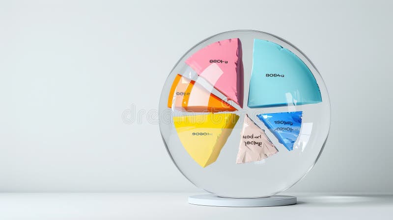 Colorful Pie Chart in Glass Sphere on White Background Stock ...