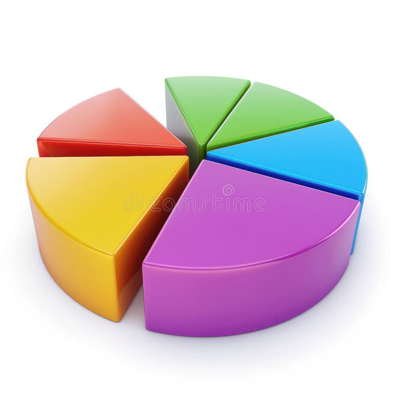 Colorful 3D Pie Chart stock illustration. Illustration of design ...