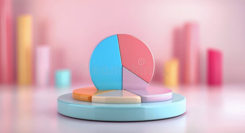 Colorful Pie Chart Model Displayed on Pink Background in Modern Design ...