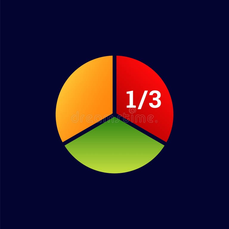 Colorful Pie Chart with One Third Highlighted in Bright Red Section ...