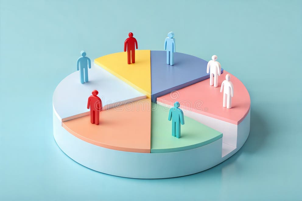 Colorful Pie Chart with People Representing Market Segmentation Stock ...