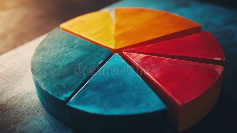 Colorful Pie Chart in Red Yellow Blue Hues Stock Illustration ...