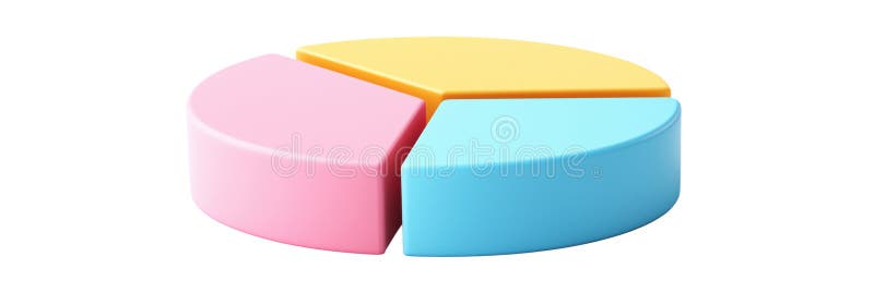 Colorful Pie Chart Representation, Three Segments in Pink, Yellow, Blue ...