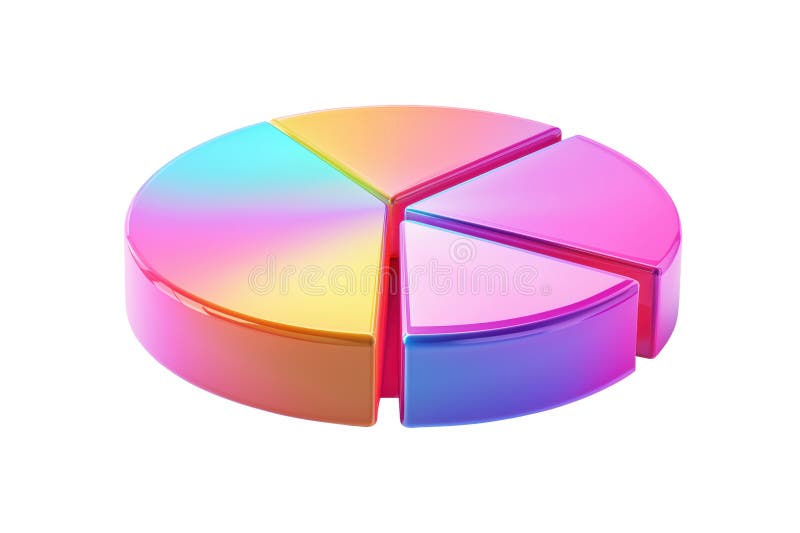 Colorful Pie Chart Representation, Vibrant Gradient Colors, Glossy ...