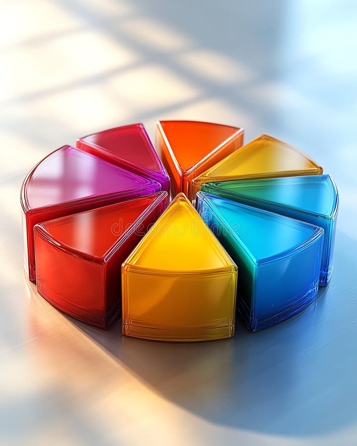 Colorful Pie Chart Shapes in Bright Transparency for Creative Projects ...