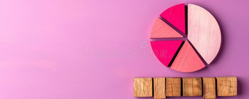 Colorful Pie Chart and Wooden Blocks on a Pink Background, Ideal for ...