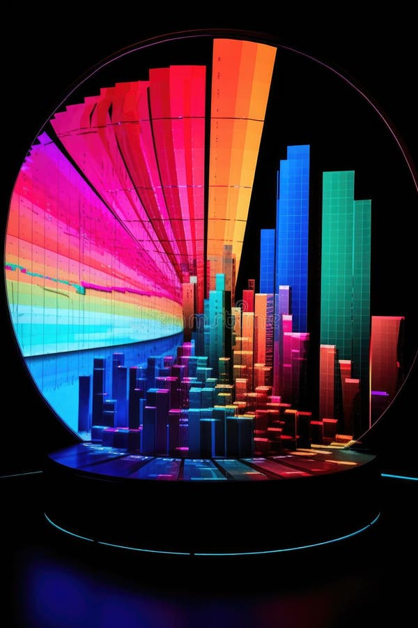 Colorful Pie Charts on a Digital Screen Display Stock Photo - Image of ...
