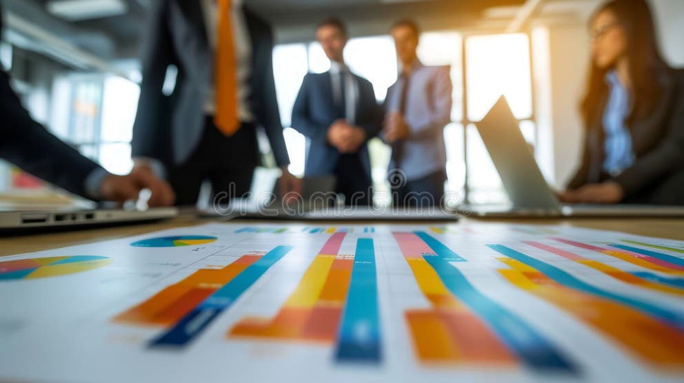 Colorful Pie Charts and Graphs on a Document. AI Generated Stock Image ...