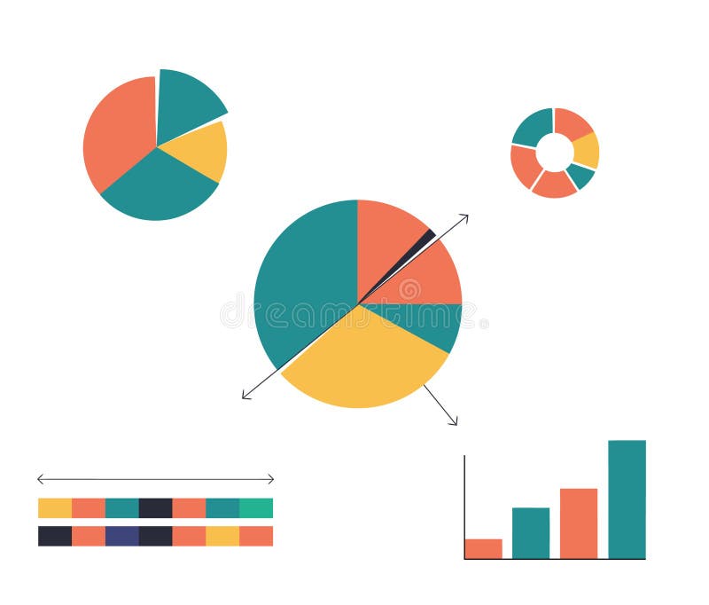 Colorful Pie Charts and Infographic Elements Vector Design. Stock ...