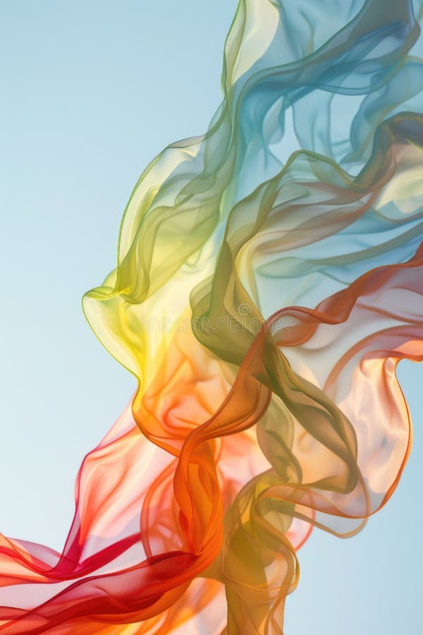 A Colorful Piece of Fabric Waving in the Air, with Movement and Texture ...