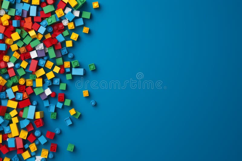 Colorful Pieces on Blue Background with Space for Text or Messages ...