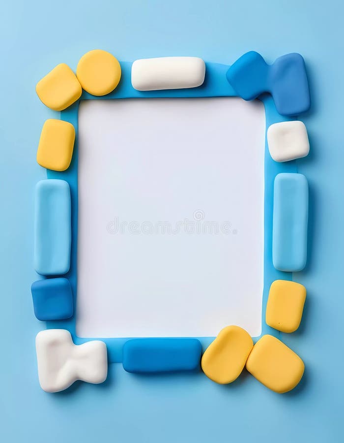 Colorful Pieces of Play Doh in Blue, Yellow, and White Create a Playful ...