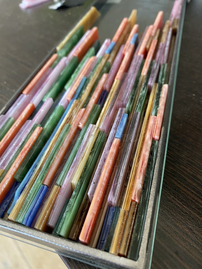 Colorful Stained Glass Stack in a Box Stock Image - Image of pieces ...