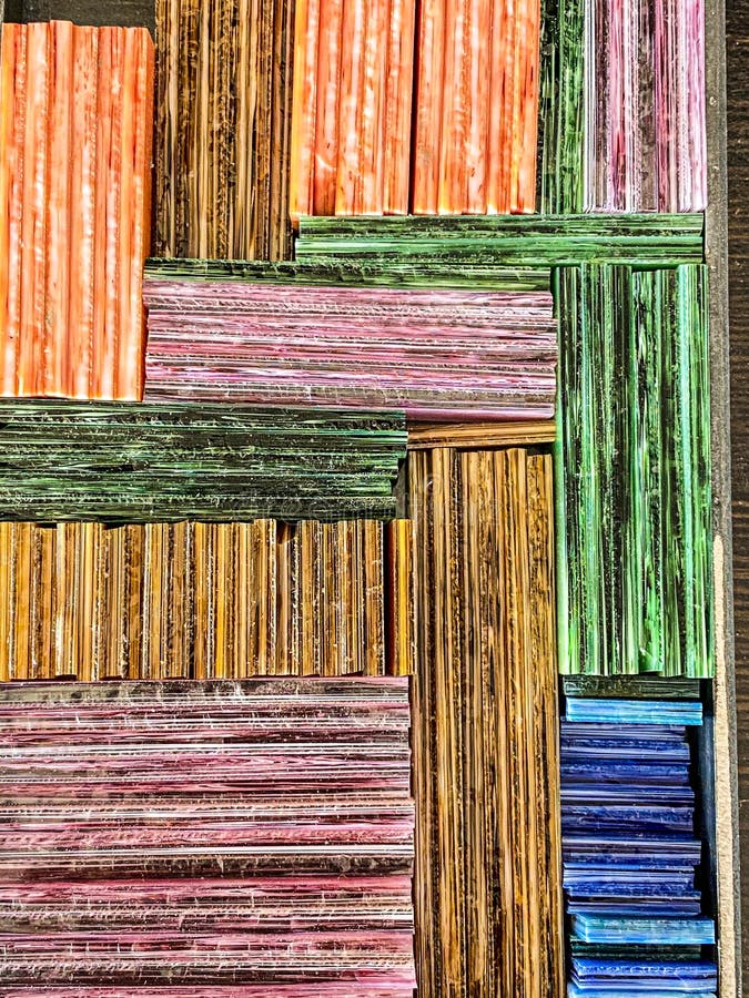 Colorful Pieces of Stained Glass Stack Stock Photo - Image of pencil ...