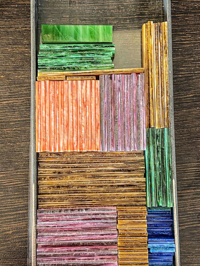 Colorful Stained Glass Stack in a Box Stock Image - Image of color ...