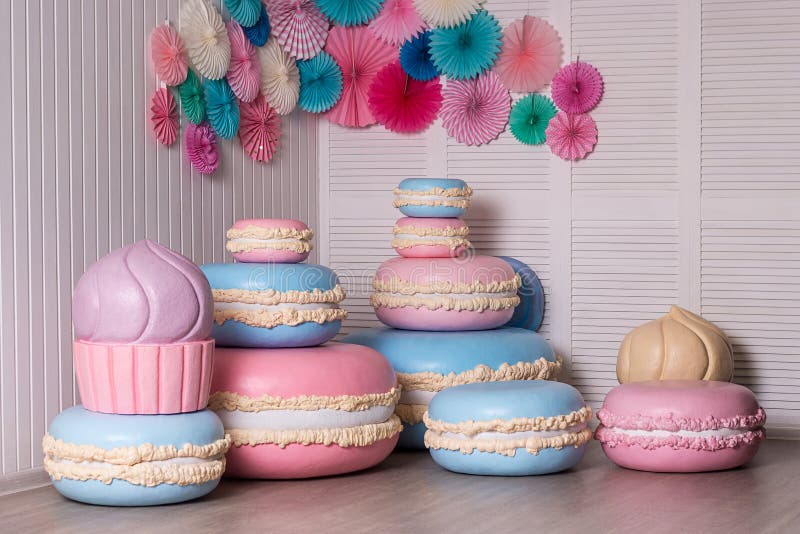 Colorful Pies in the Studio. Stock Image - Image of cupcake, cream ...