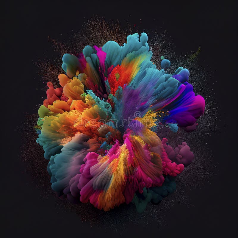 Colorful Pigment Exploding Background, Ai Generation Stock Illustration ...
