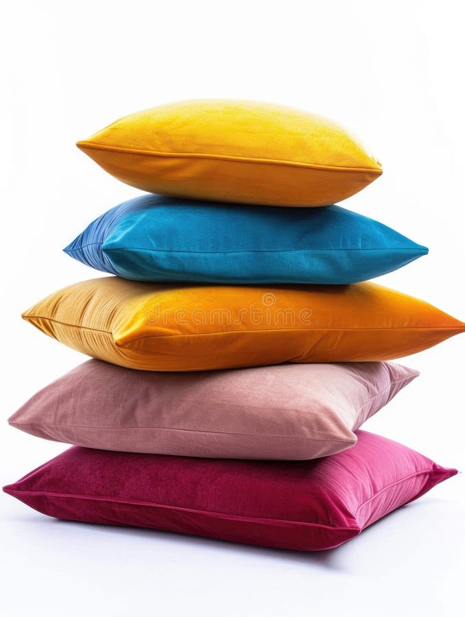 Colorful Pillow Stack stock image. Image of comfortable - 366652759