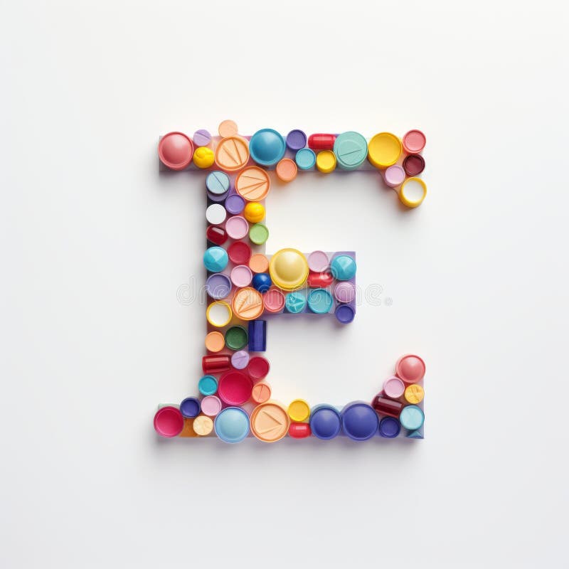 Colorful Letter E Made with Whimsical Pills - Minimal Retouching Stock ...