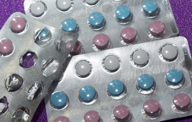 Colorful Pills in Blister Silver, Vitamin C, Various Trace Elements ...