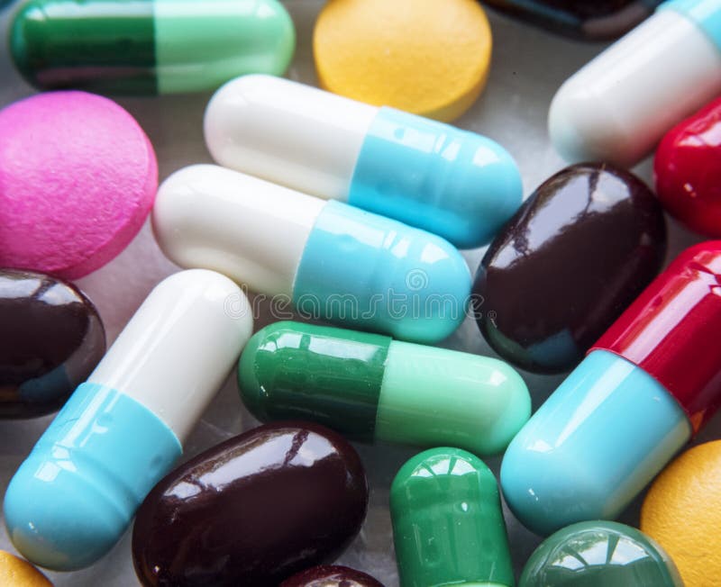 Colorful Pills and Drugs Close Up Stock Image - Image of health, care ...