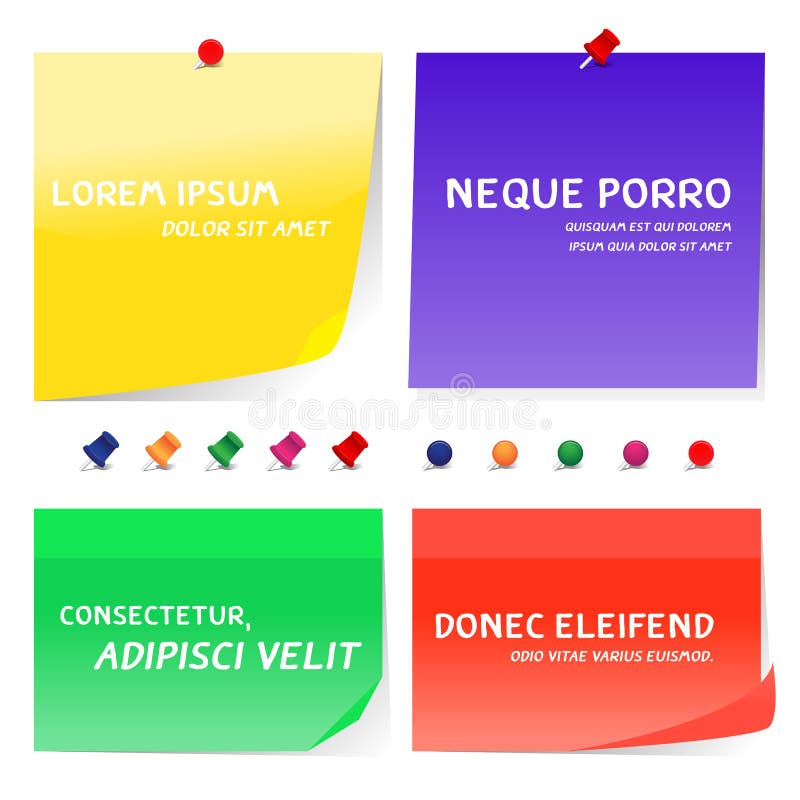 Colorful pin note stock vector. Illustration of stationery - 49040957