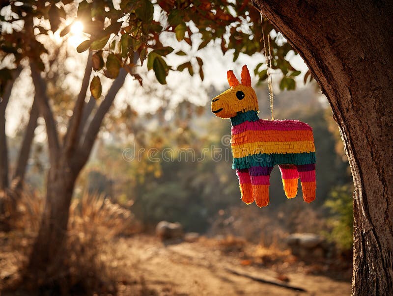 Pinata Hanging from Tree stock illustration. Illustration of childhood ...