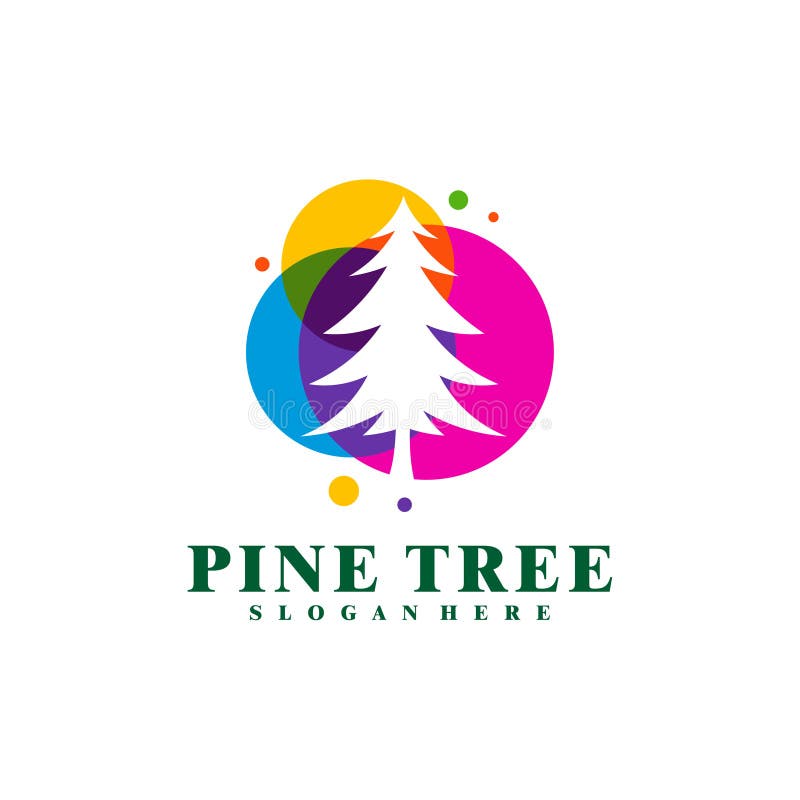 Colorful Pine Tree Logo Design Vector. Creative Pine Tree Logo Concepts ...