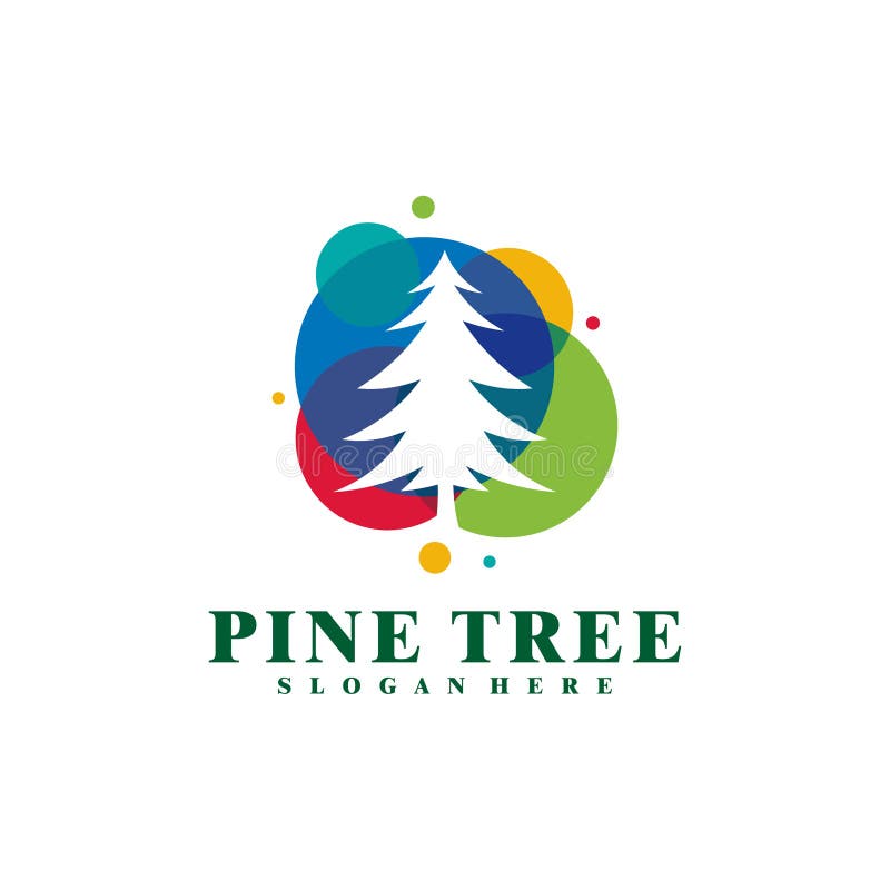 Colorful Pine Tree Logo Design Vector. Creative Pine Tree Logo Concepts Template Stock Vector ...