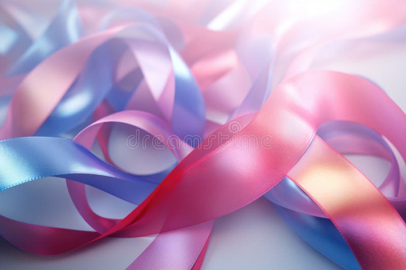 Colorful Pink and Blue Ribbons Up Close, Perfect for Various Projects ...